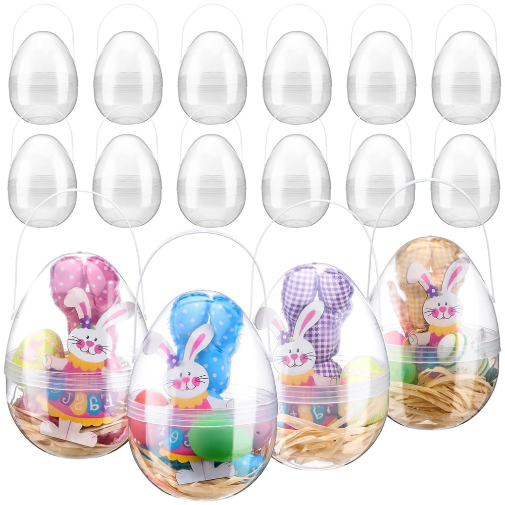 Scheam 8 Inch Plastic Clear Fillable Egg,Jumbo Transparent Easter Eggs ...