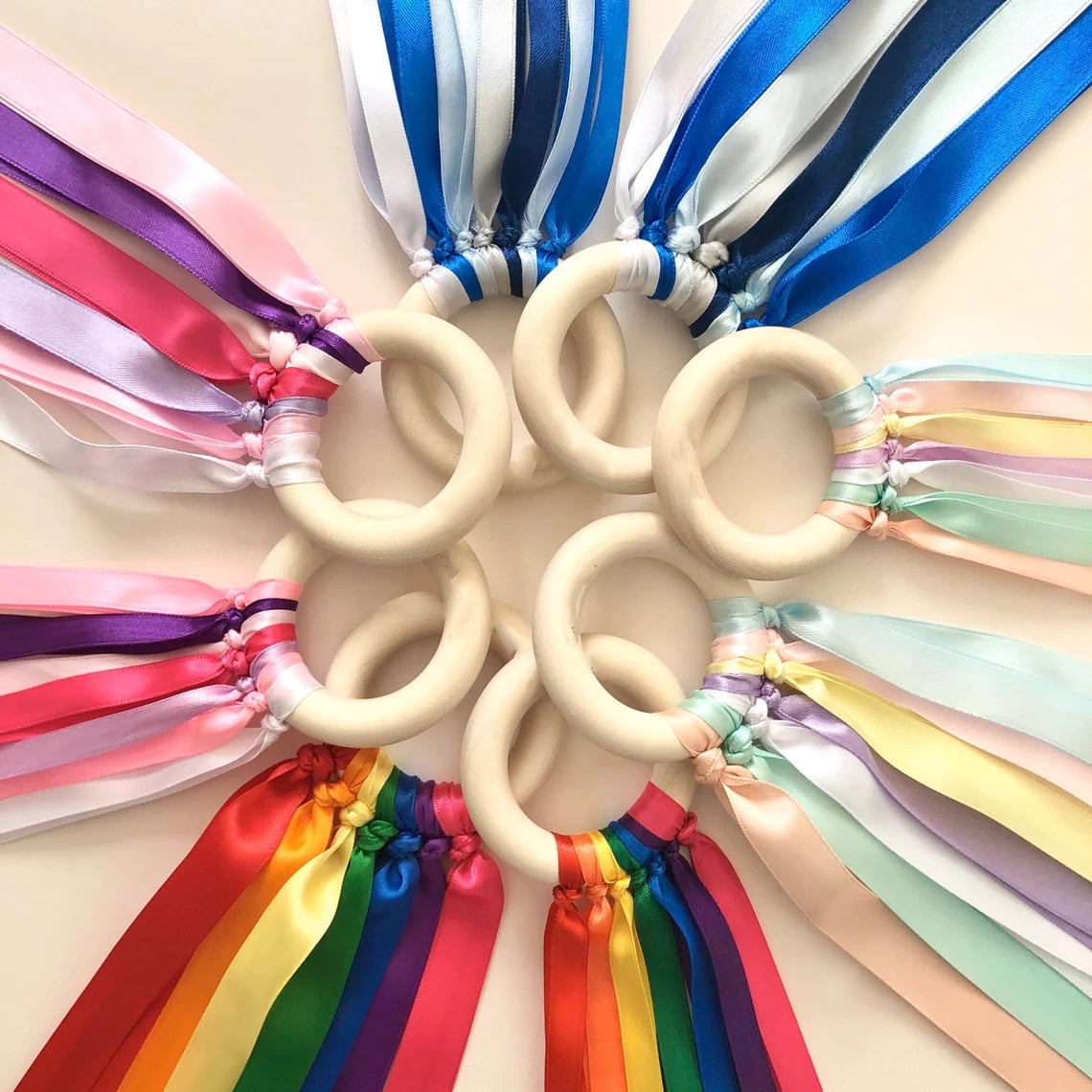 Scheam 8Pcs Rainbow Hand Kite Ribbon Wrist Ribbons, Ribbon Wind Wand ...