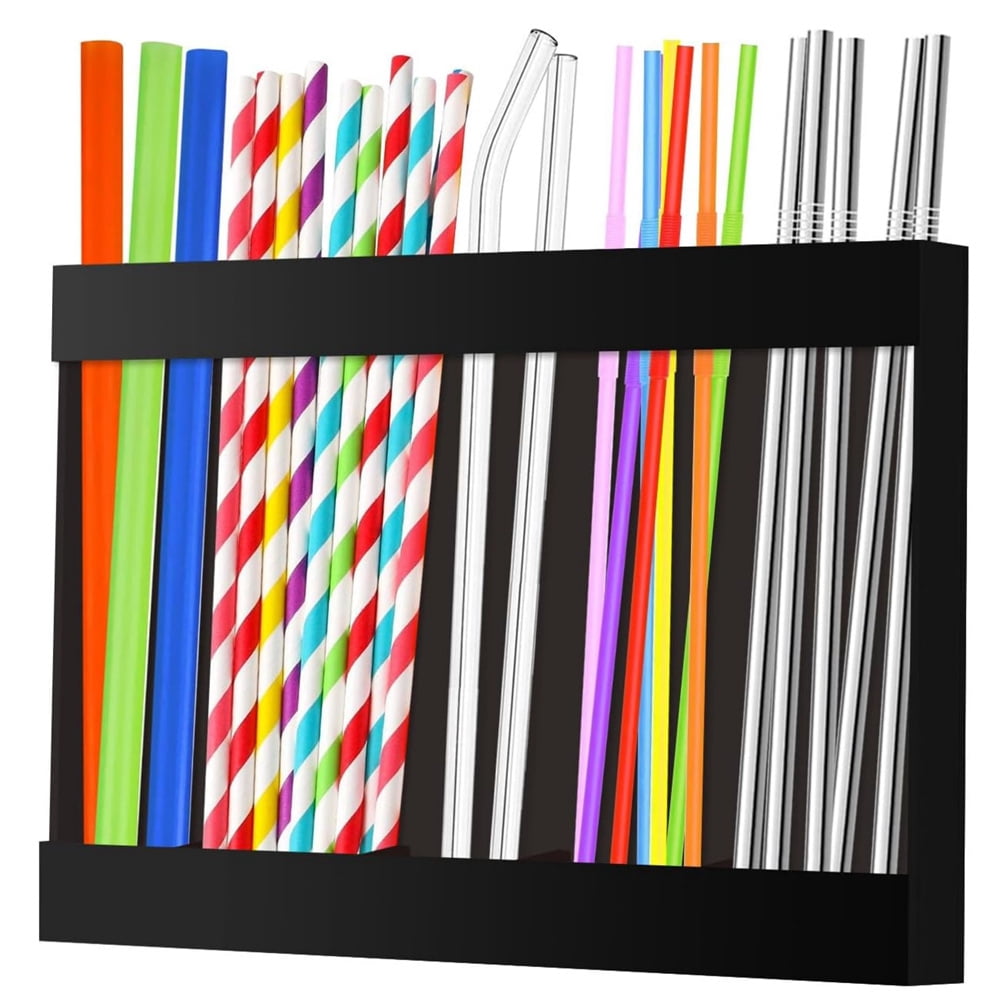 Scheam Acrylic Reusable Straw Organizer,Stylish Straw Dispenser with ...