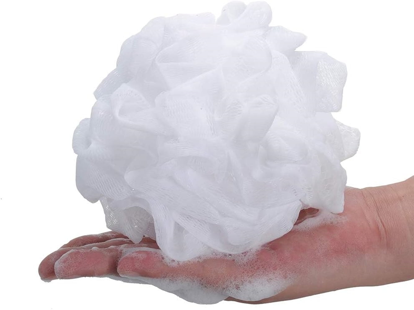 Scheam Bath Sponge Loofah Shower Pouf White Mesh Shower Puff 60g Pcs