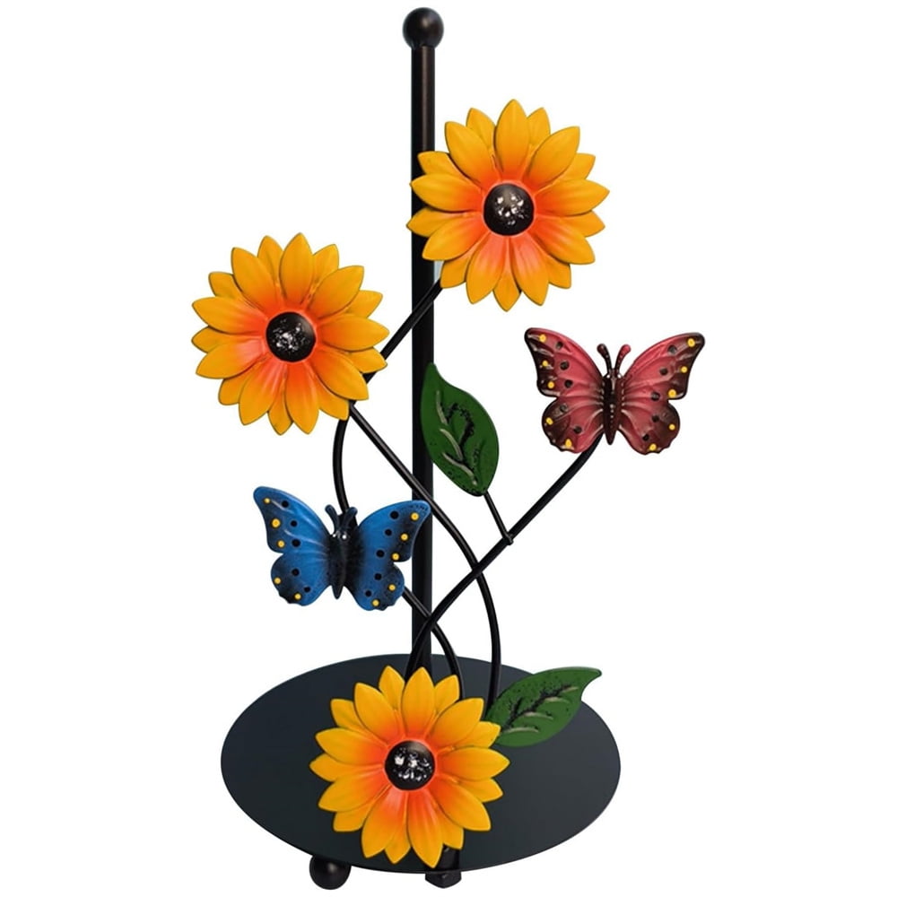 Scheam Black Metal Tissue Holder with Lifelike Butterfly,Iron Sunflower ...