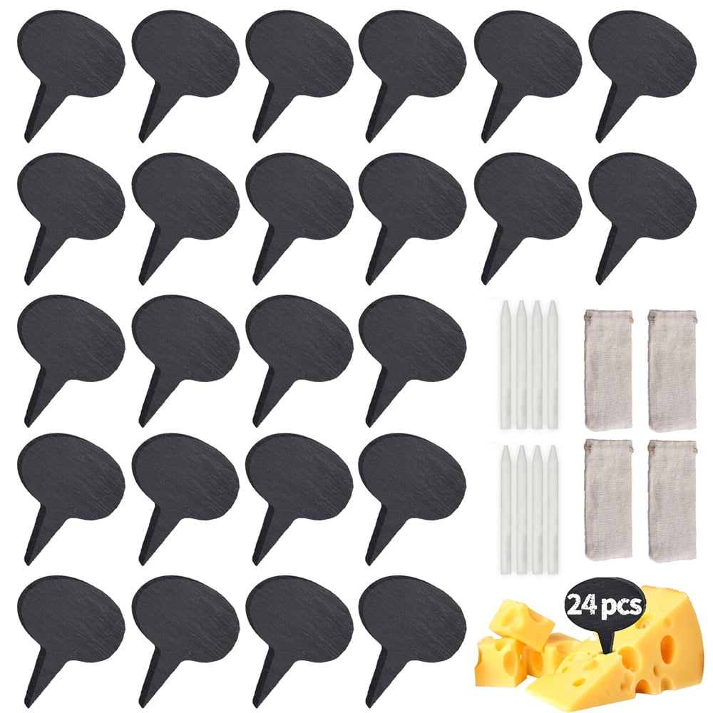 Scheam Cheese Slate Markers,Round Cheese Labels,Black Cheese Name Tag ...