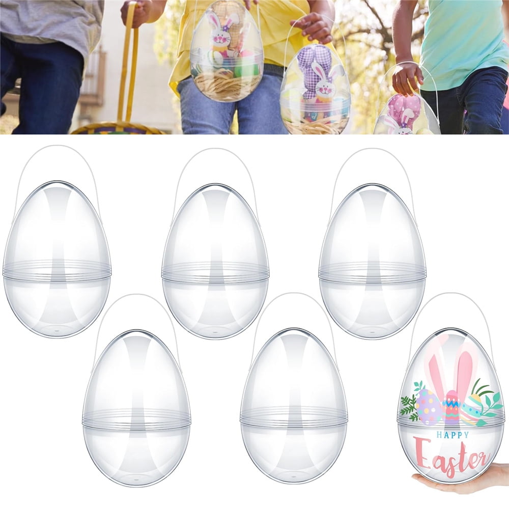Scheam Clear Empty Egg with Handles,Jumbo Plastic Fillable Egg ...