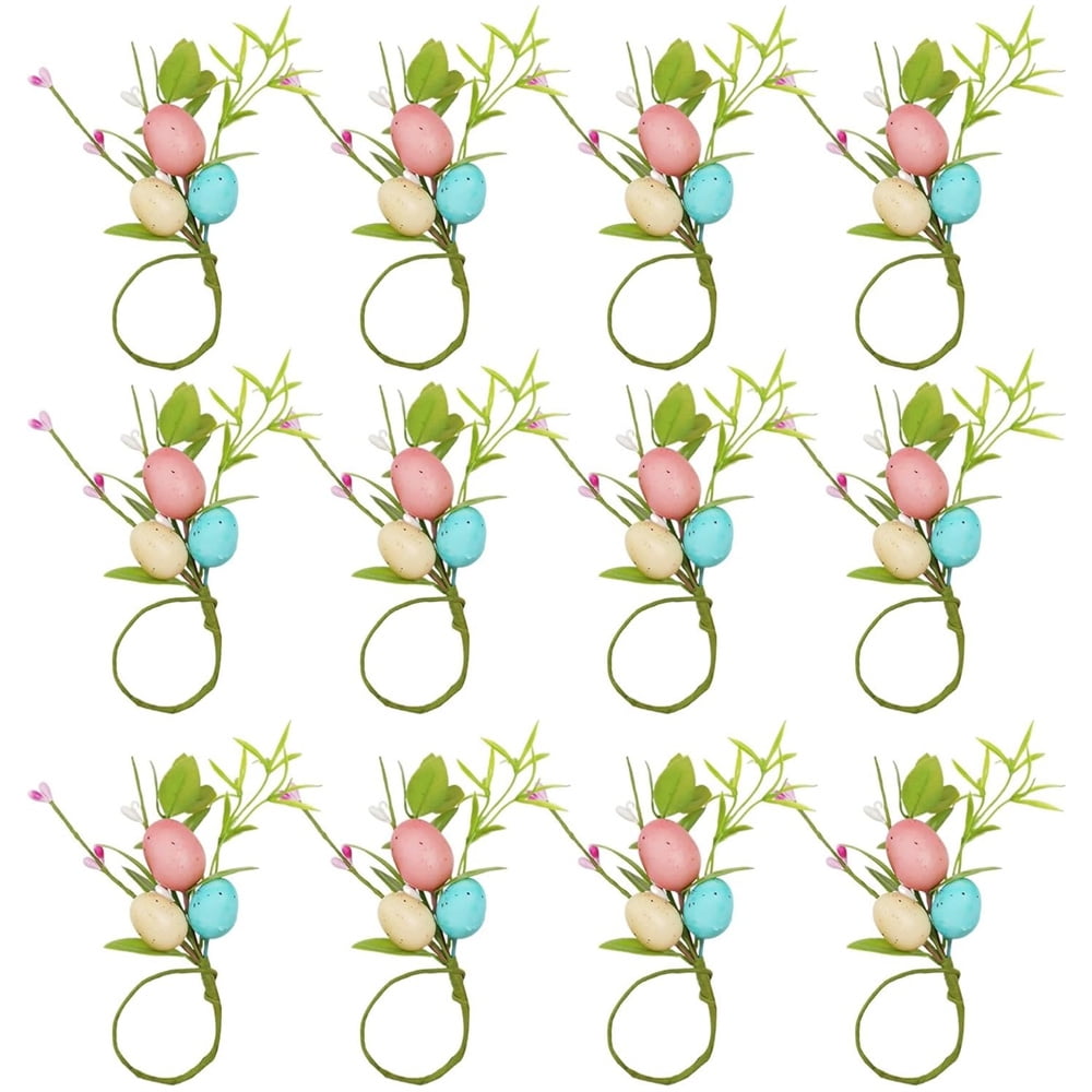 Scheam Colorful Foam Eggs Floral Napkin Rings Set,Farmhouse Greenery ...
