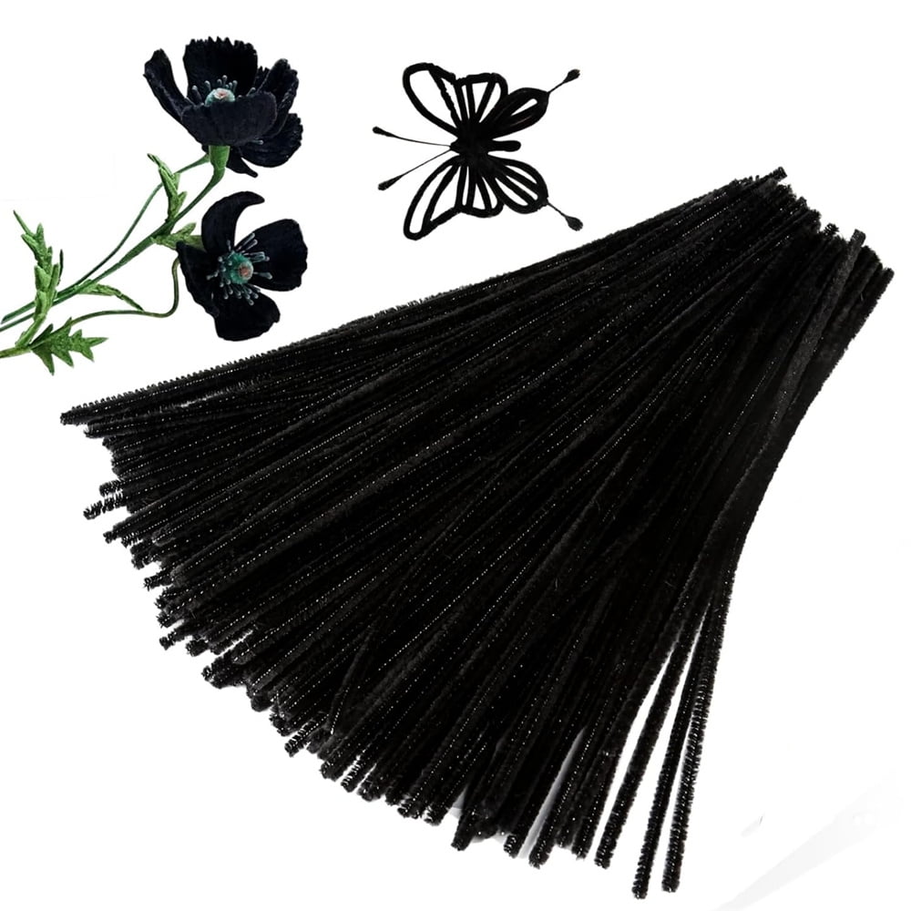 Scheam Creative Pipe Cleaners Set,Black Chenille Stem ,Iron Wire Fuzzy ...
