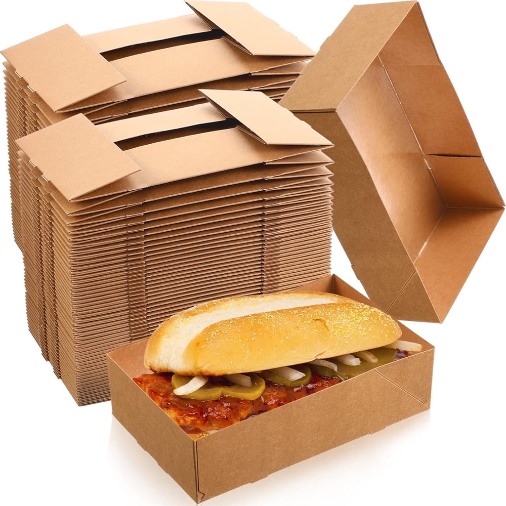 Scheam Disposable Foldable Paper Trays,Brown Kraft Snack Trays,Portable ...