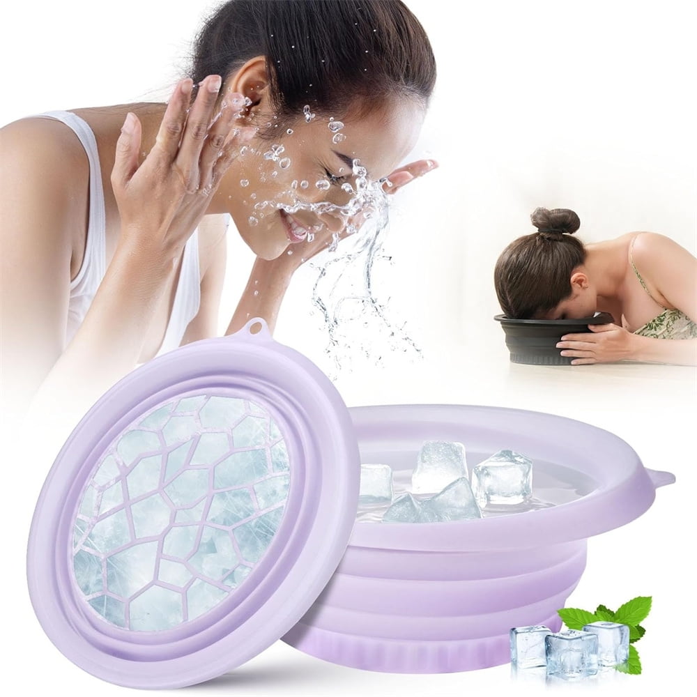 Scheam Foldable Silicone Face Bowl for Ice,Portable Facial Ice Bath ...