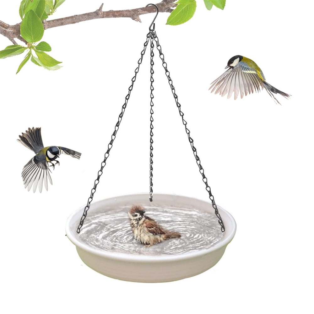 Scheam Hanging Bird Feeder for Outdoors,1 Pack Plastic Bird Bath Bowl ...