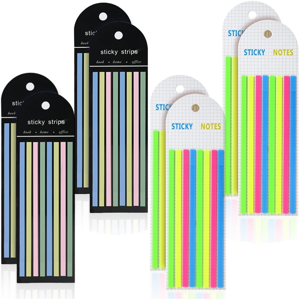 Scheam Highlighter Sticky Tabs,8 Pack Transparent Reading Page Markers,Long Highlighting Strips ...