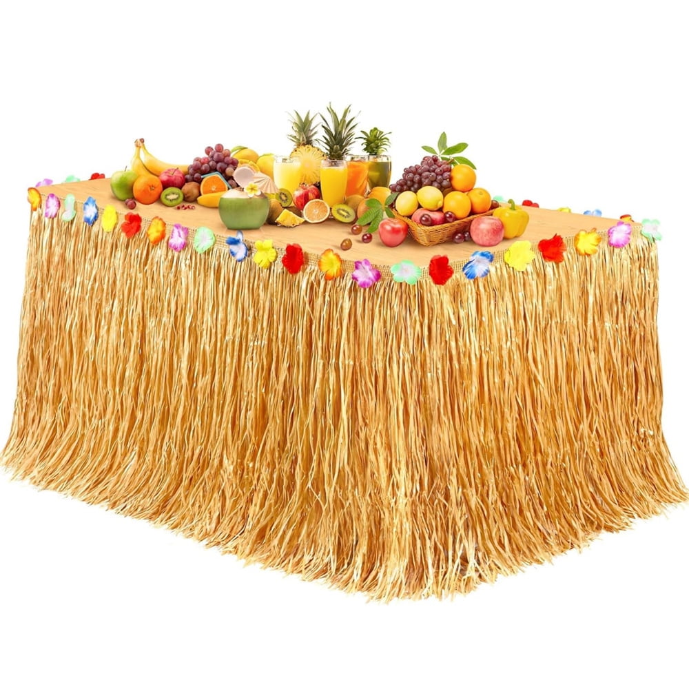 Scheam Natural Grass Table Skirt,1Pcs Plastic Fringe Decorative ...