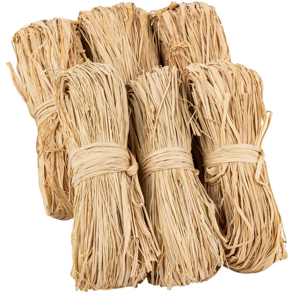 Scheam Natural Raffia Straw Ribbon,6 Pcs Raffia Straw Raffia Paper ...