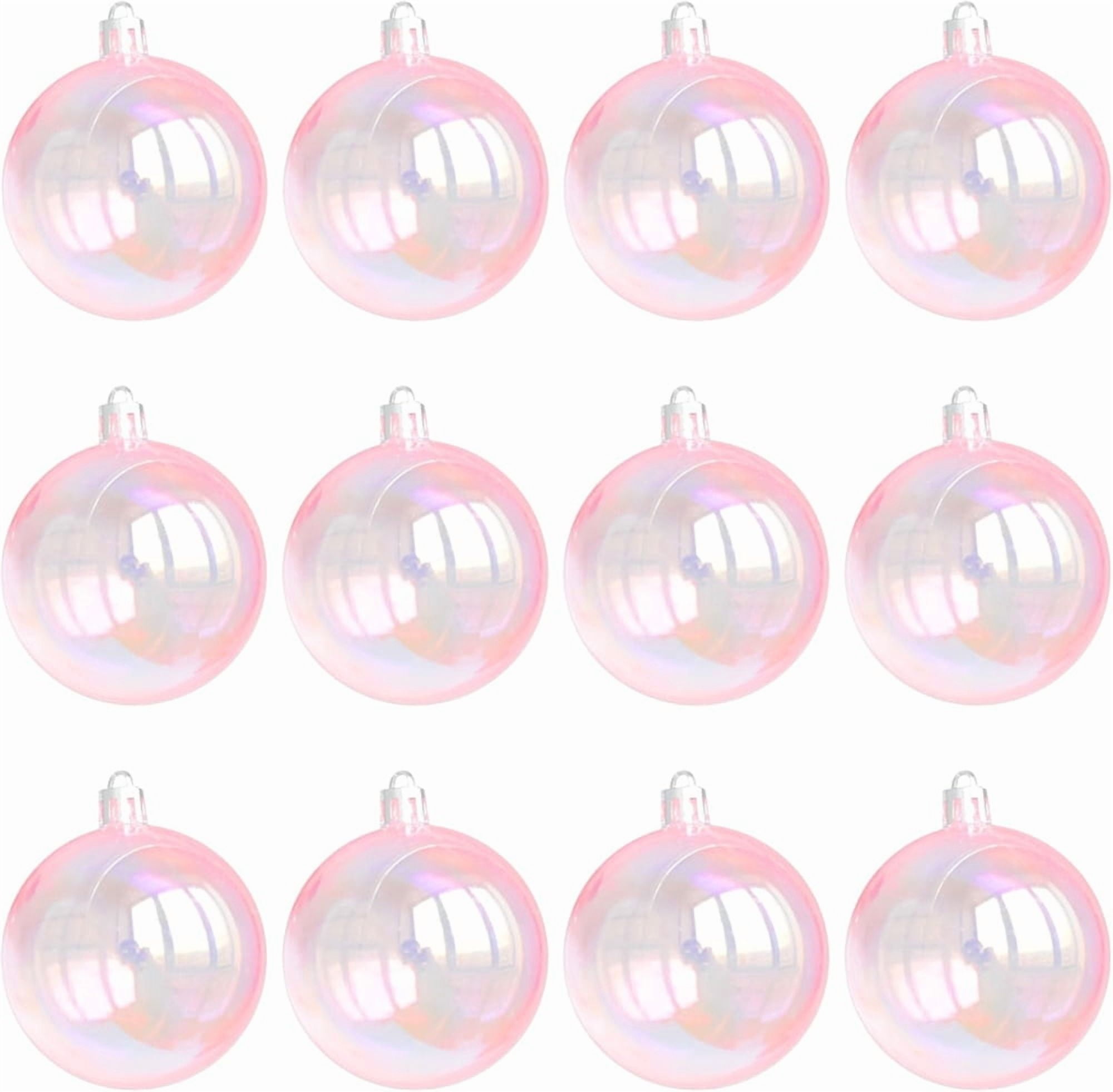 Scheam Pink Christmas Plastic Ball Ornaments,1.18 inch Mini Iridescent ...