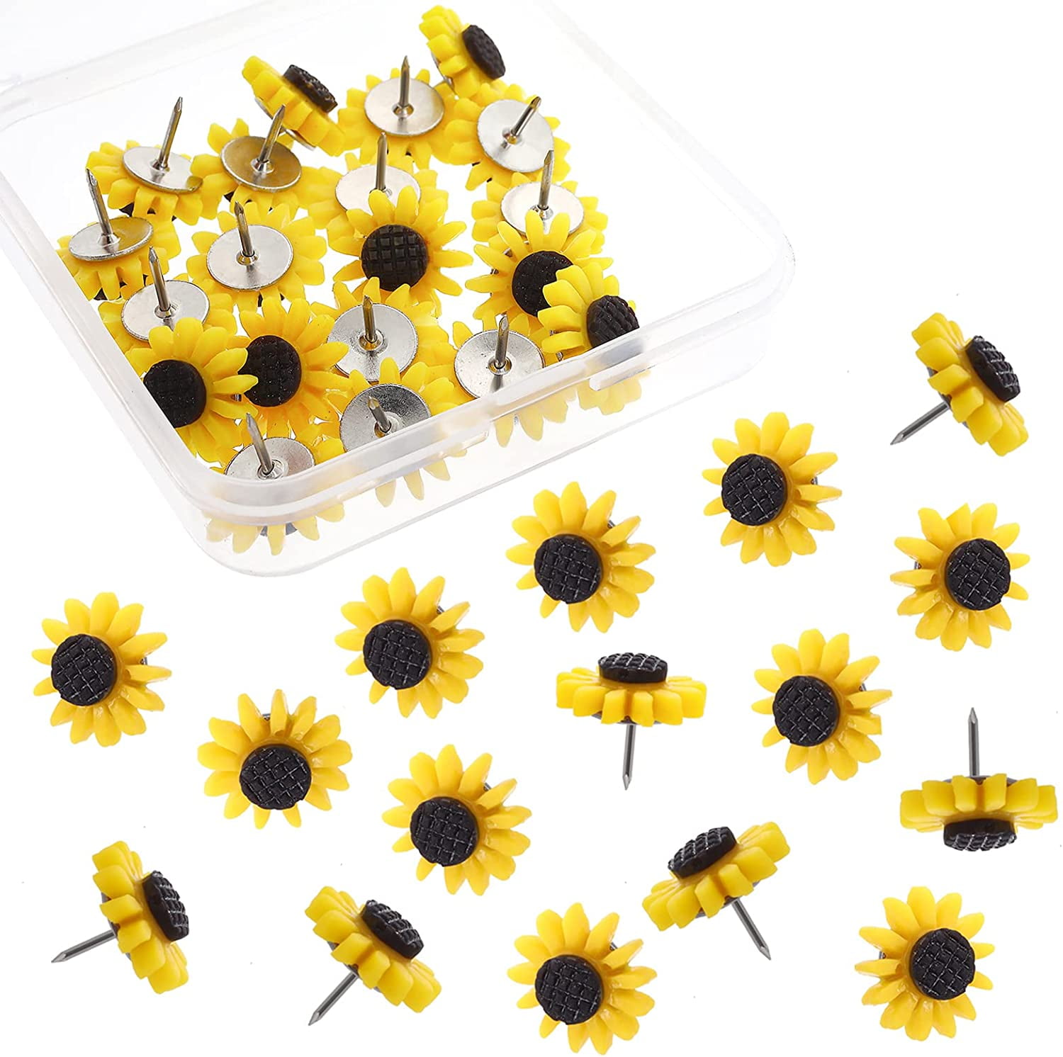 Scheam Push Pins, 40Pcs Sunflower Thumbtacks Decorative Tacks and Push ...