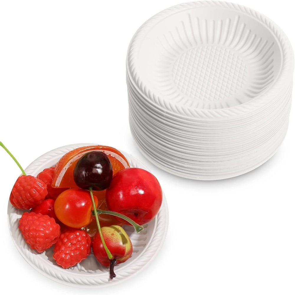 Scheam Small Paper Starch Plates,50 Pcs Disposable Uncoated Dessert ...