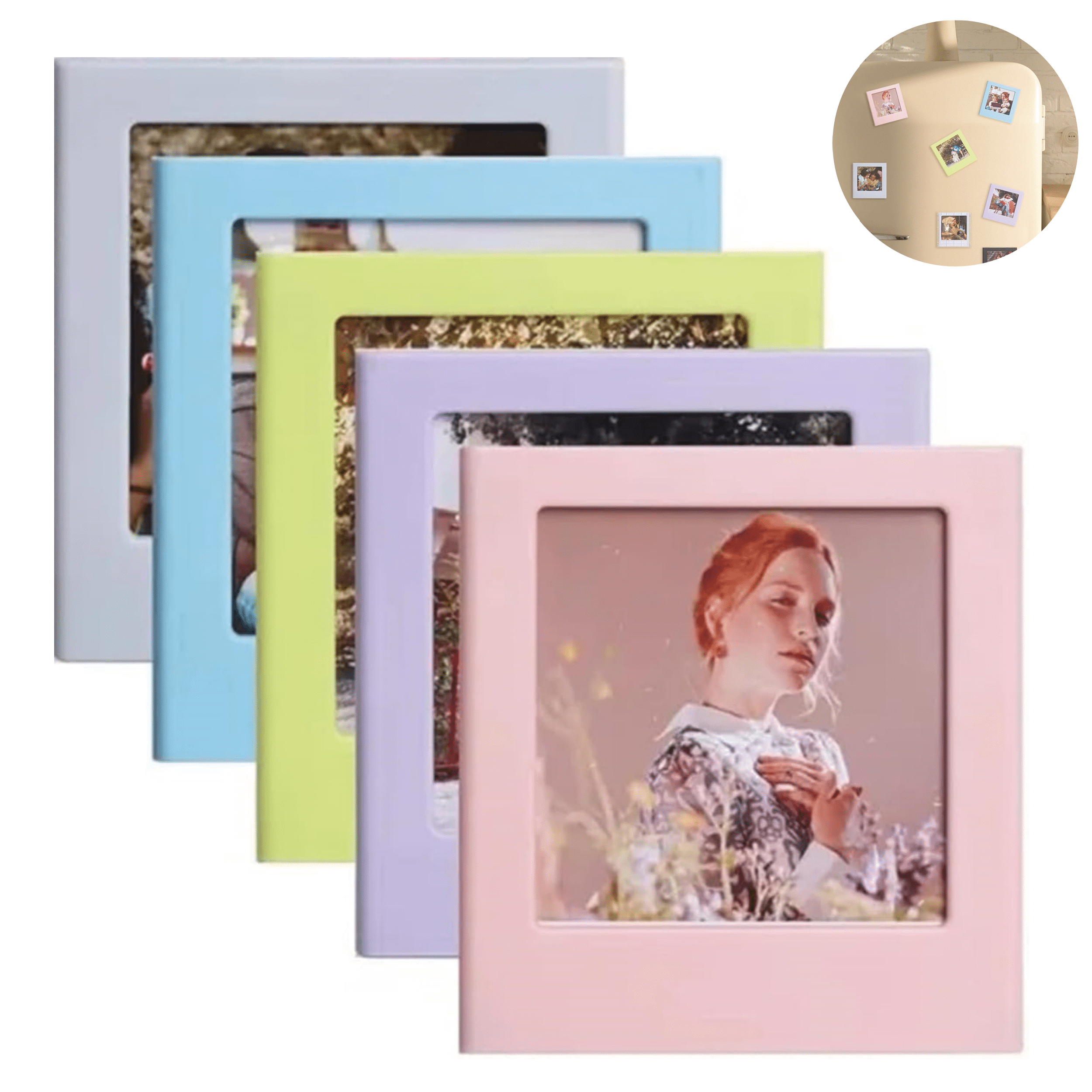 Scheam Square Plastic Picture Frames Set 2.8x3.4in Mini Magnetic Photo ...