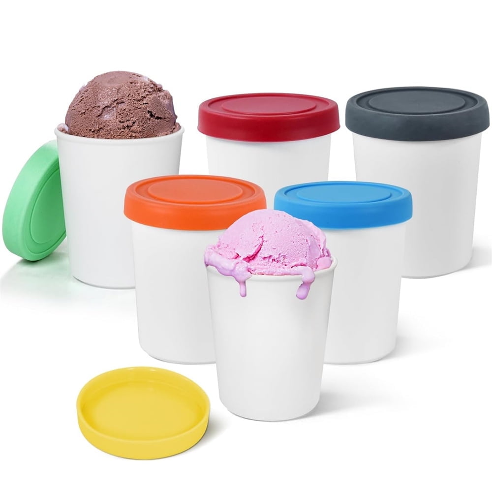 Scheam Summer Party Ice Cream Containers,Silicone Gelato Cups,Reusable ...