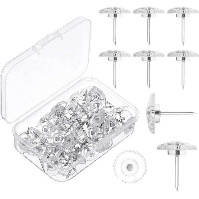 Scheam Transparent Push Pins Tacks, Sturdy Hold I-Shaped Clear Plastic ...