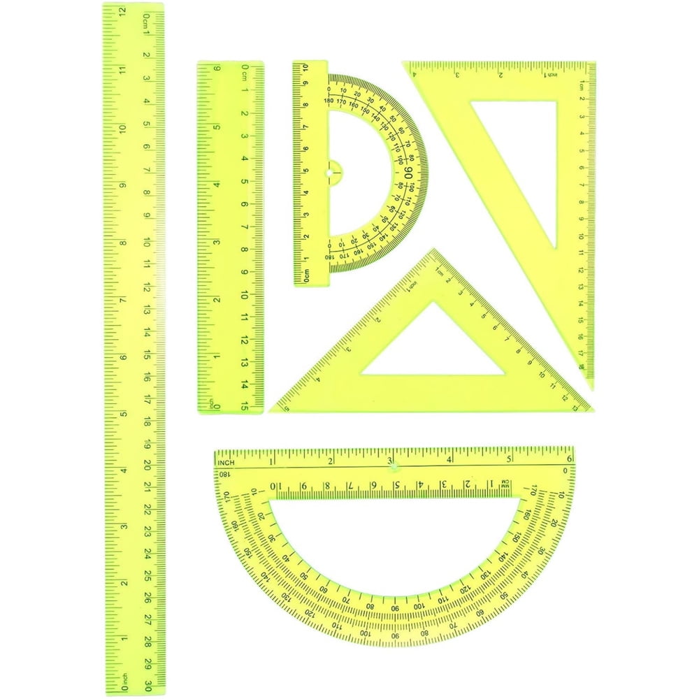Scheam Yellow Clear Ruler Math Set,Includes Protractor Triangle Rulers ...