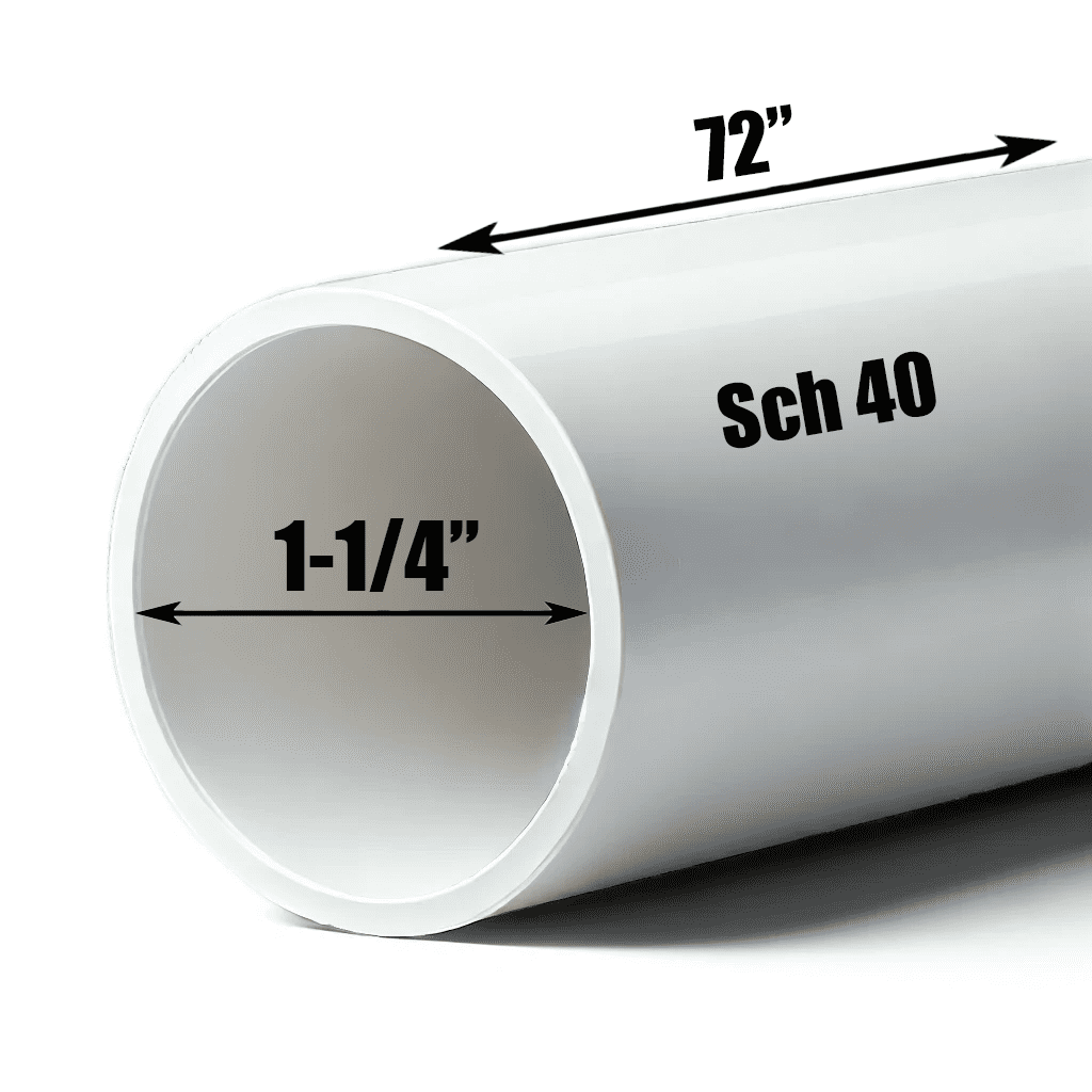 Schedule 40 PVC Pipe - Cut to Custom Length (1-1/4" x 6') - Walmart.com