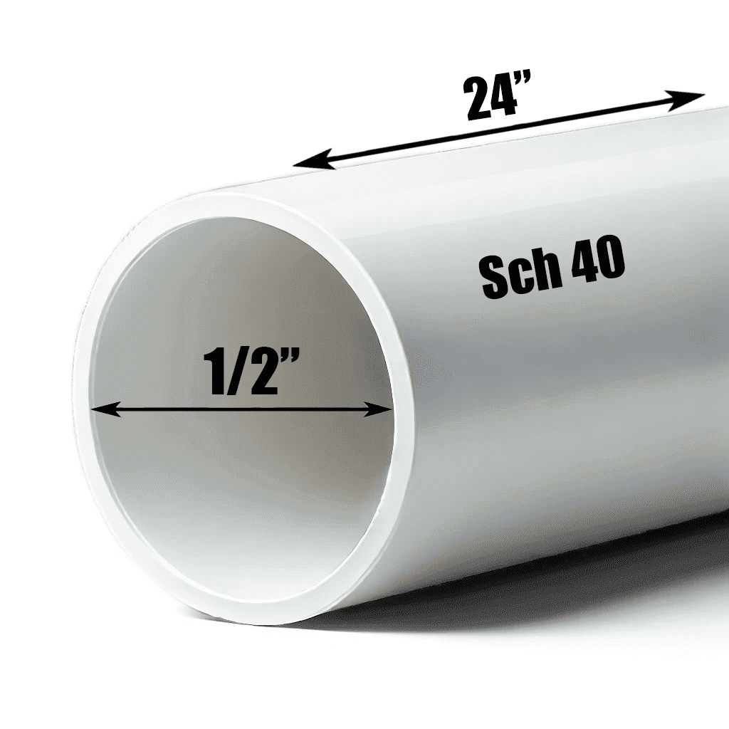 Schedule 40 PVC Pipe - Cut to Custom Length (1/2" x 2') - Walmart.com