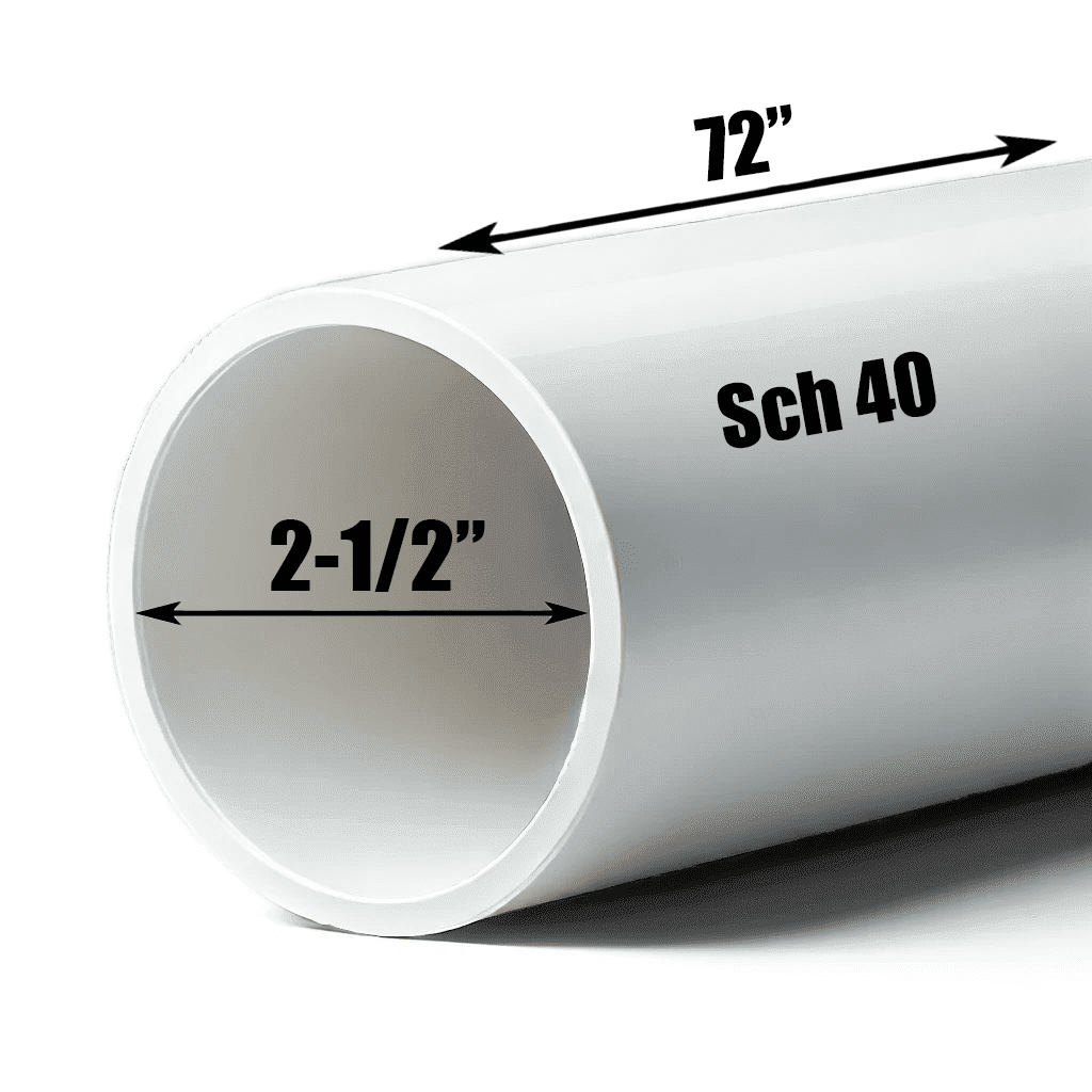 Schedule 40 PVC Pipe - Cut to Custom Length (2-1/2" x 6') - Walmart.com