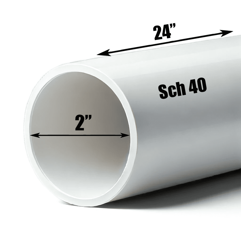 Schedule 40 PVC Pipe - Cut to Custom Length (2" x 2') - Walmart.com