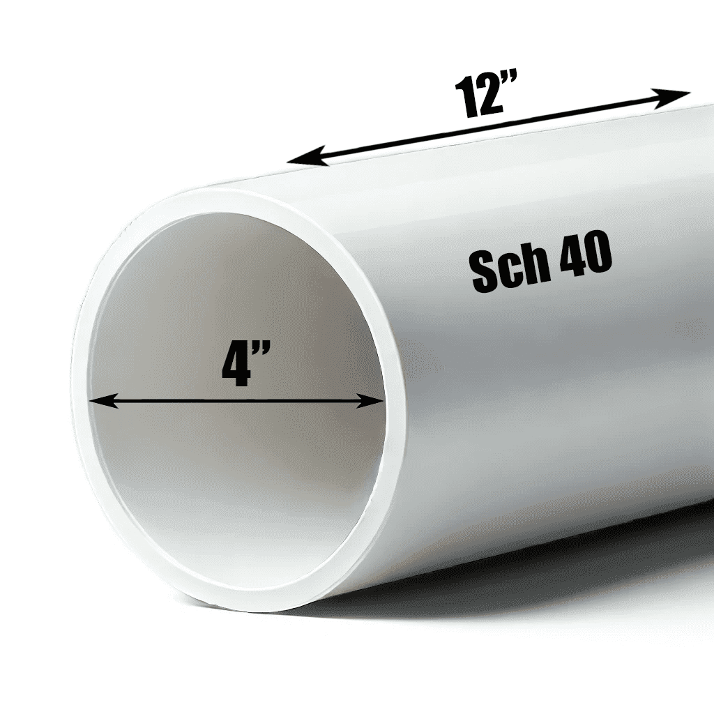 ReadyPipe Solutions, Schedule 40 PVC Pipe, 4" x 1' , Custom Length ...