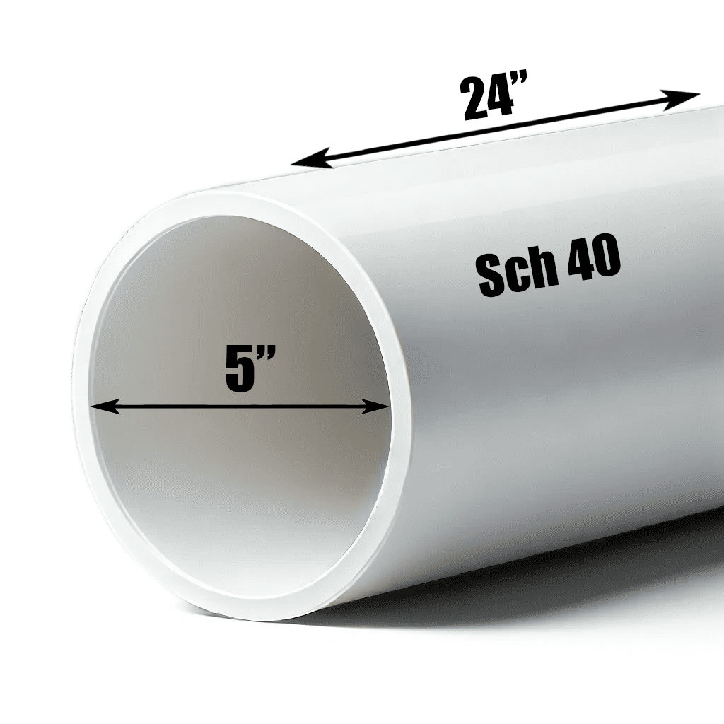 Schedule 40 PVC Pipe - Cut to Custom Length (5" x 2') - Walmart.com