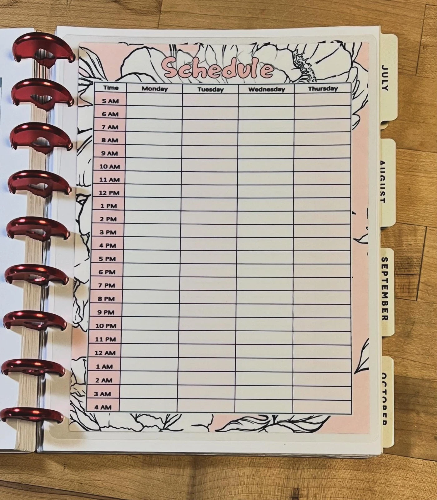 Schedule / Daily / Hourly Dashboard Insert 4 Use With Classic Happy ...