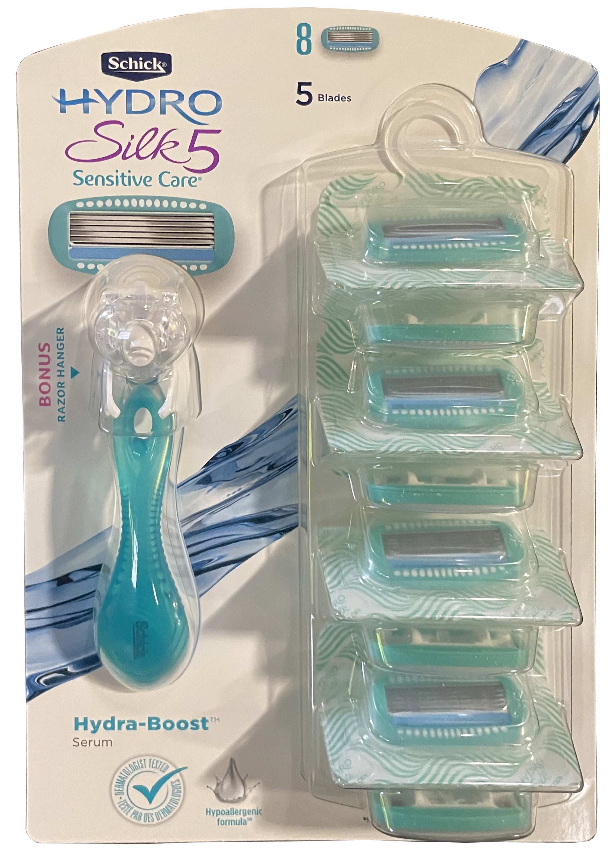 Schick HYDRO Silk Women's Razor, Hydra-Boost, 1 Handle + 8 Cartridges ...