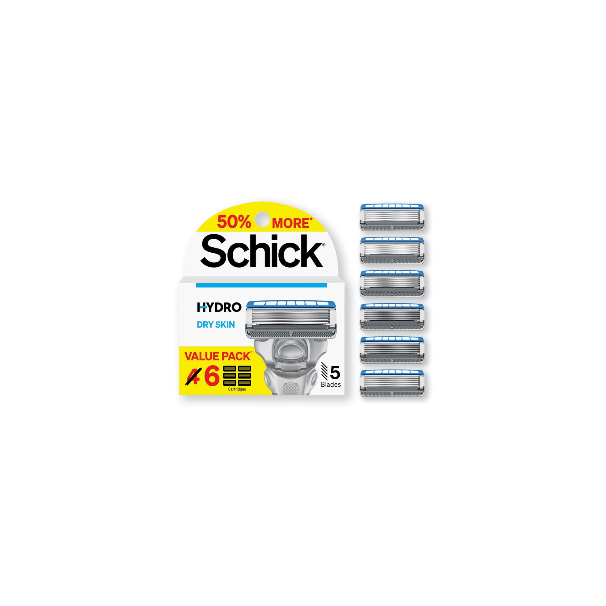 Schick Hydro 5 Dry Skin Mens Razor Refills Value Pack - Walmart.com
