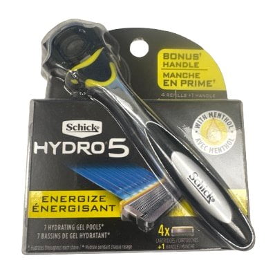 Schick Hydro 5 Razor w/ 4 Refills & Bonus Handle Menthol, Hydrating Gel ...