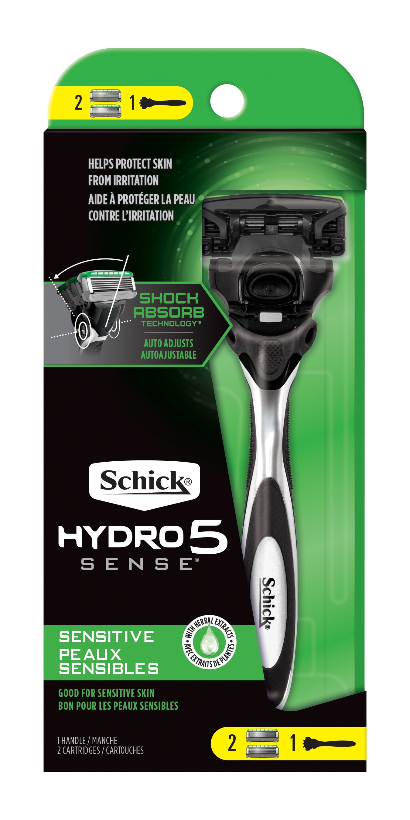 Schick Hydro 5 Sense Sensitive Men's Razor, and 2 Refills - Walmart.com