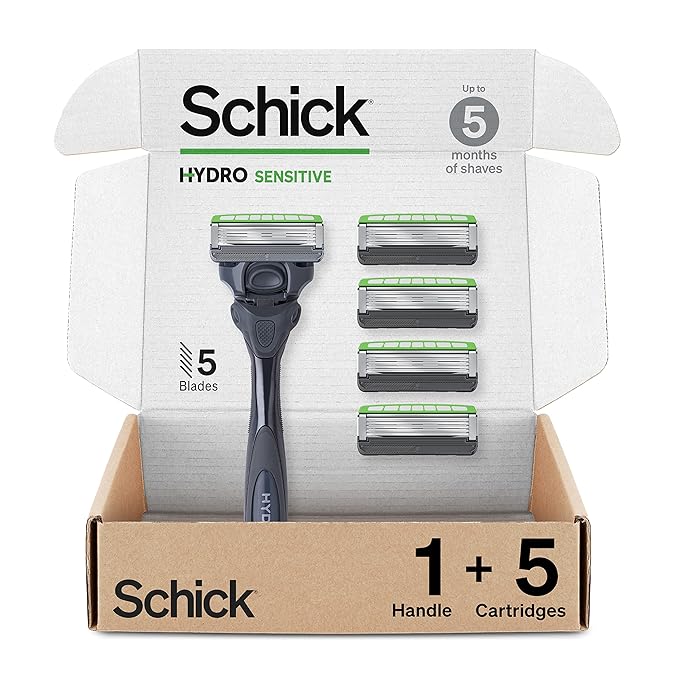 Schick Hydro Sensitive Razor — for Men with Sensitive Skin with 5 Razor ...