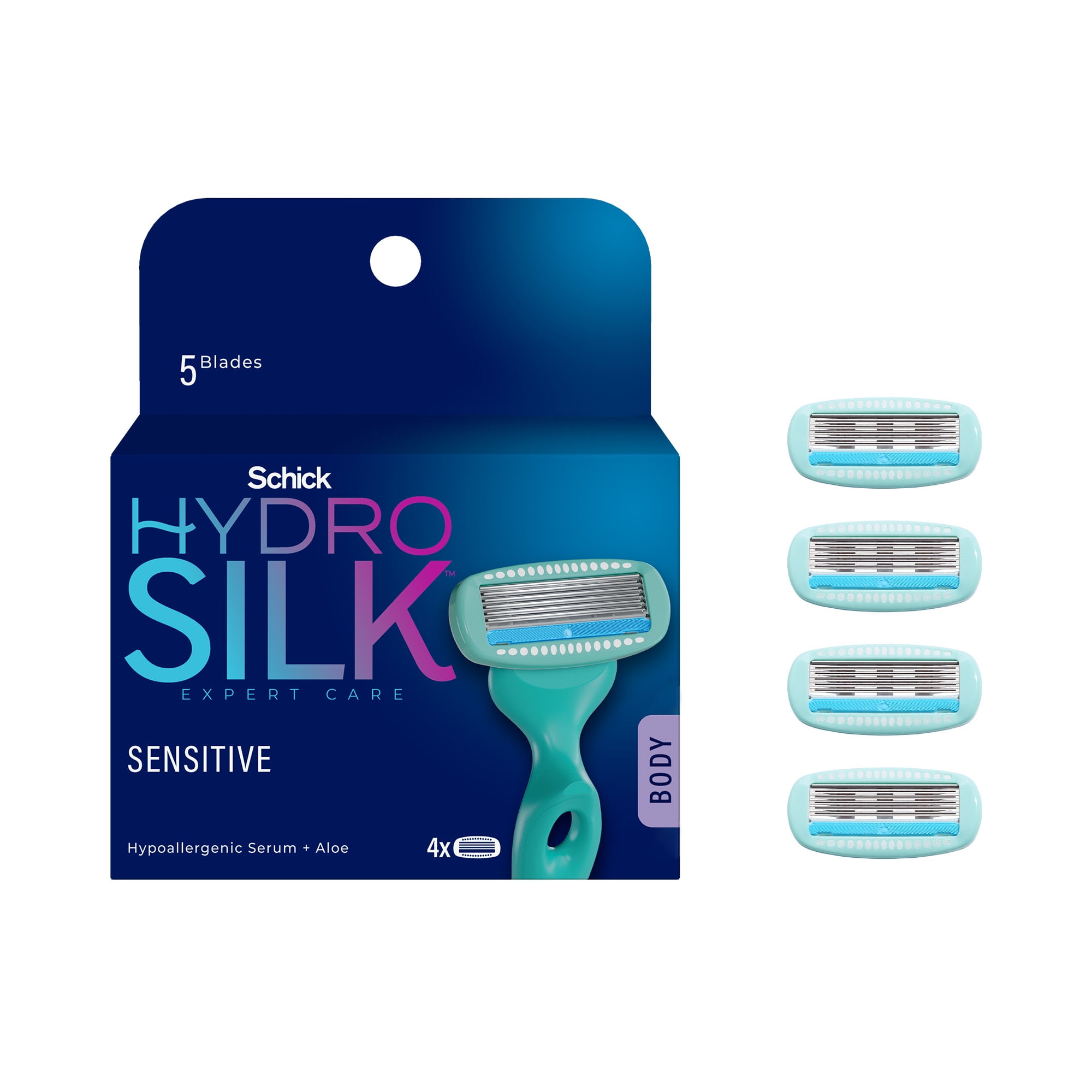 Schick Hydro Silk Sensitive Womens Razor Blade Refills, 4 ct, 5-Blade ...