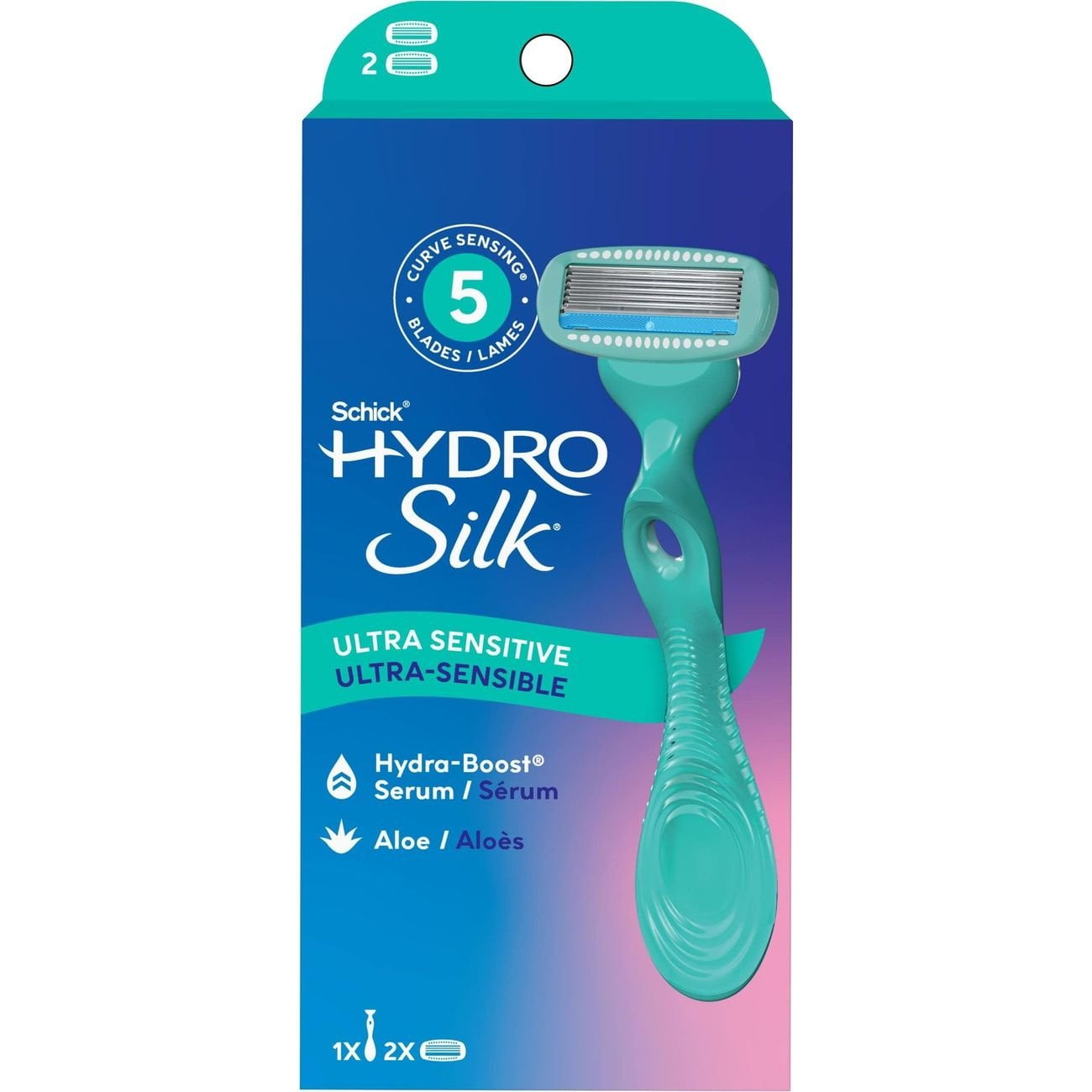 Schick Hydro Silk Sensitive Care Women's Razor - 1 Razor Handle + 2 ...