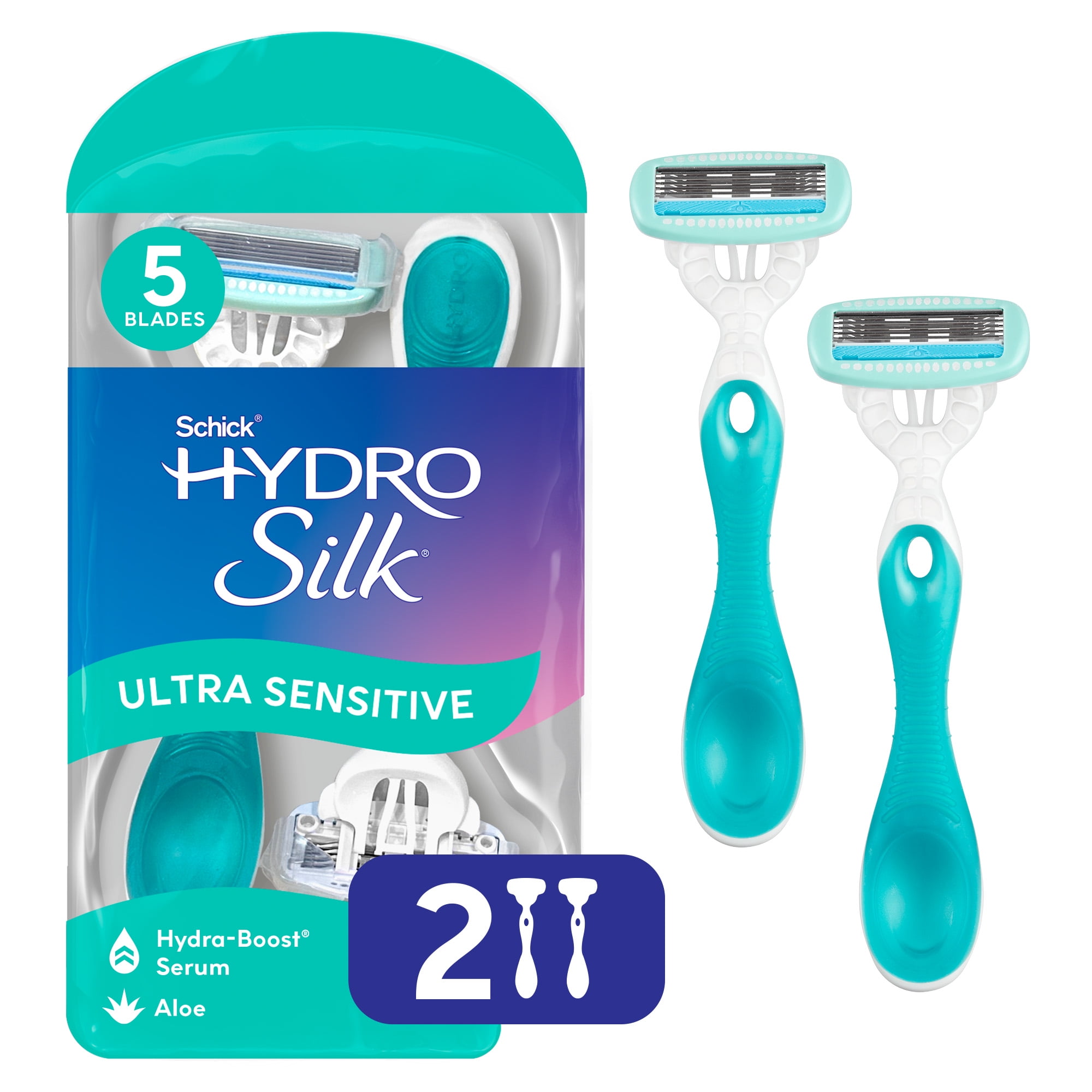 Hydro Silk Sensitive Womens Disposable Razor with 5-Blade Curve-Sensing ...