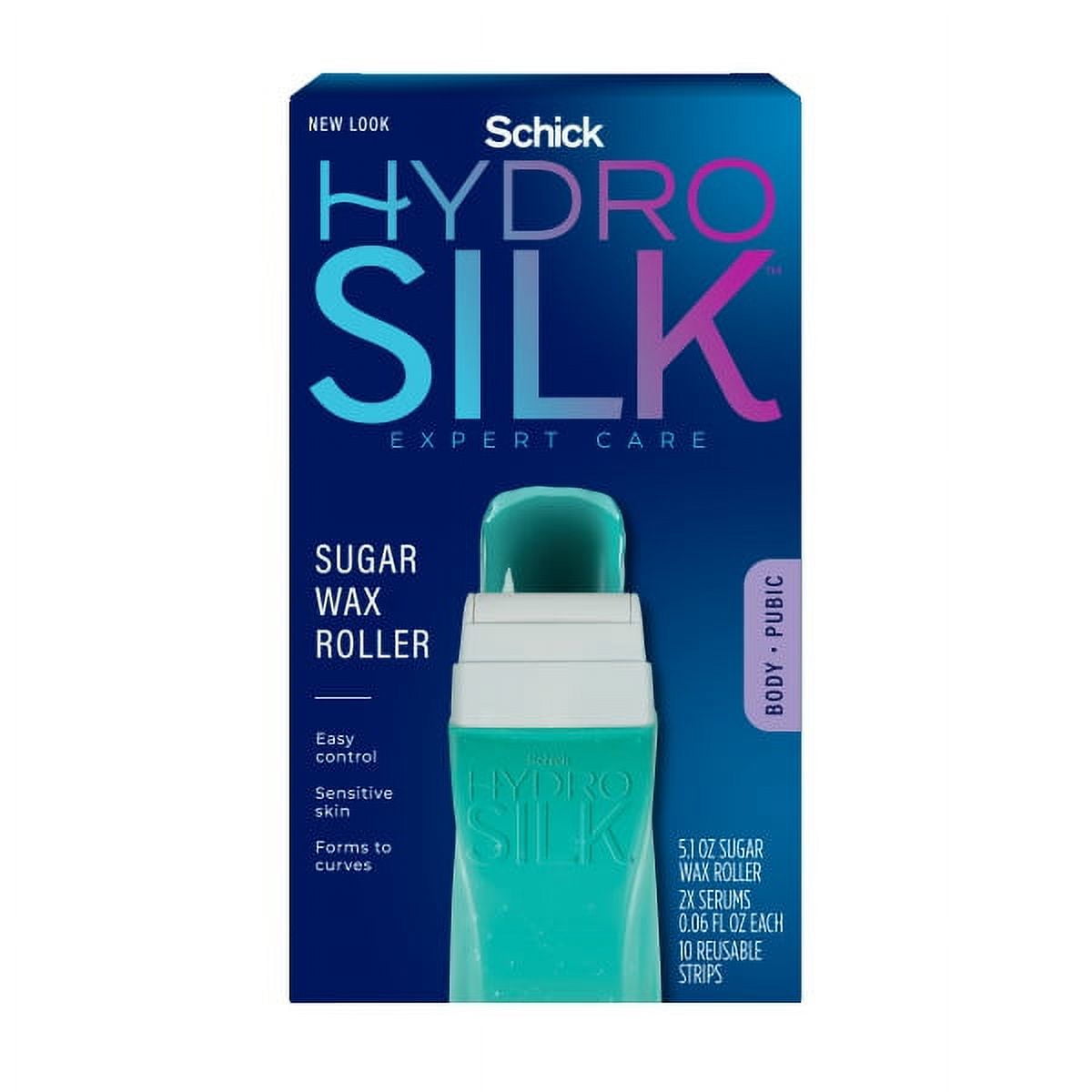 Schick Hydro Silk Sugar Wax Hair Removal Roller With 10 Reusable Strips And 2 Serum Sachets