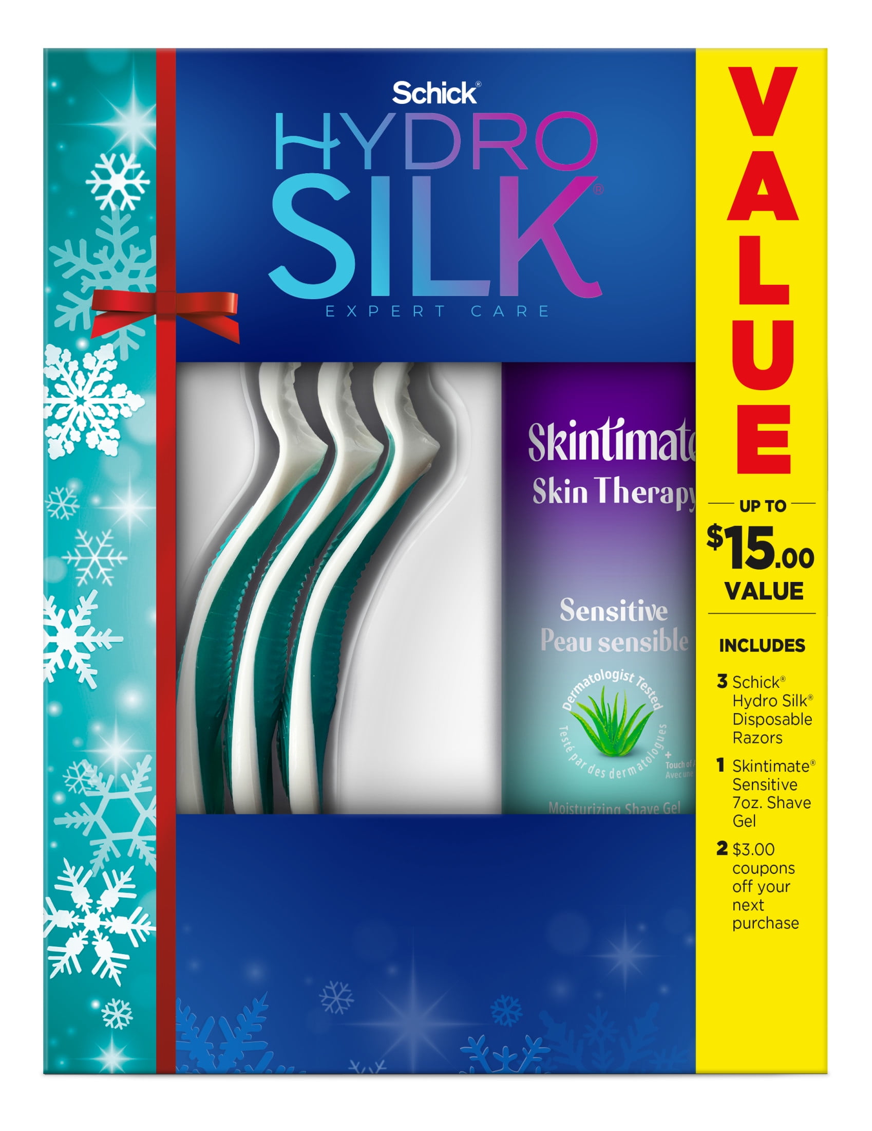 Schick Hydro Silk Women's Gift Set, 3 5-Blade Disposable Women’s Razors ...