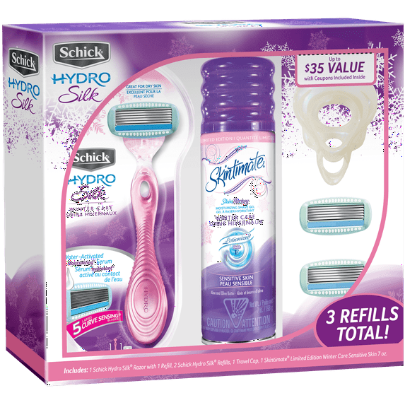 Schick Hydro Silk Women's Shaving Kit Beauty Razor Holiday Gift Set, 6 ...