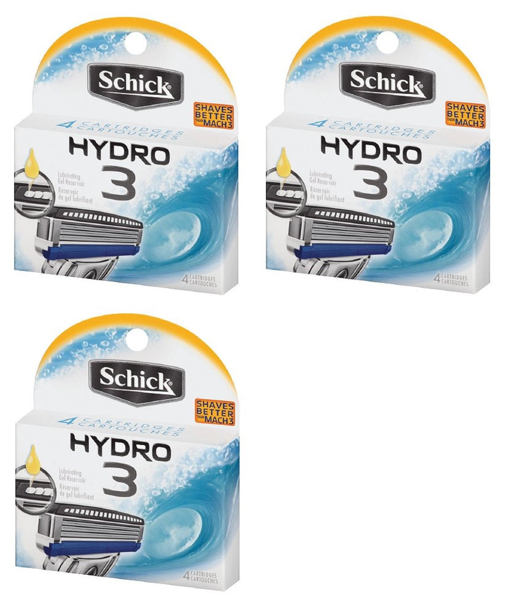 Schick Hydro3 Refill Blade Cartridges, 4 Count (Pack of 3) - Walmart.com
