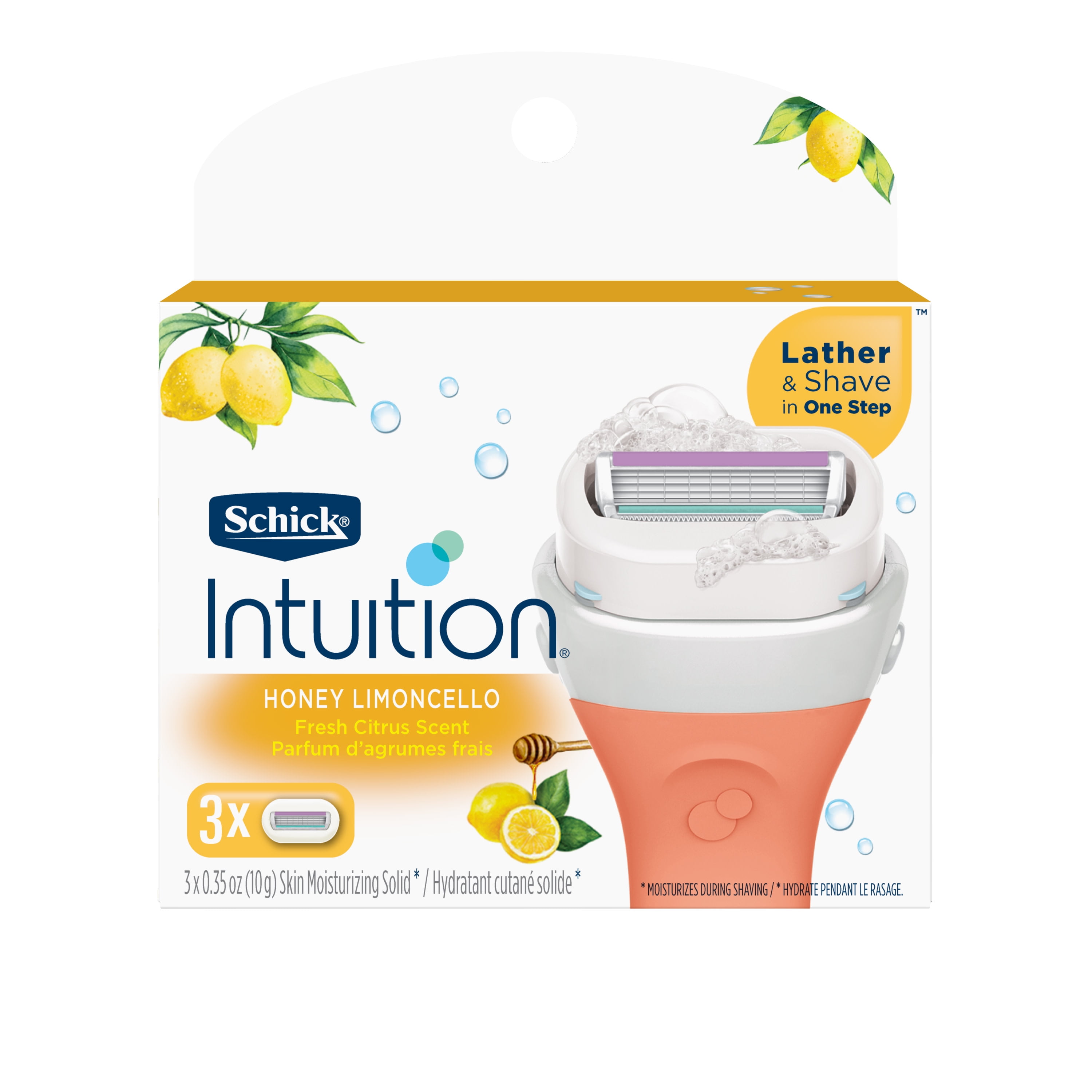 Schick Intuition 4-Blade Honey Limoncello Razor Cartridge Refills, 3ct ...