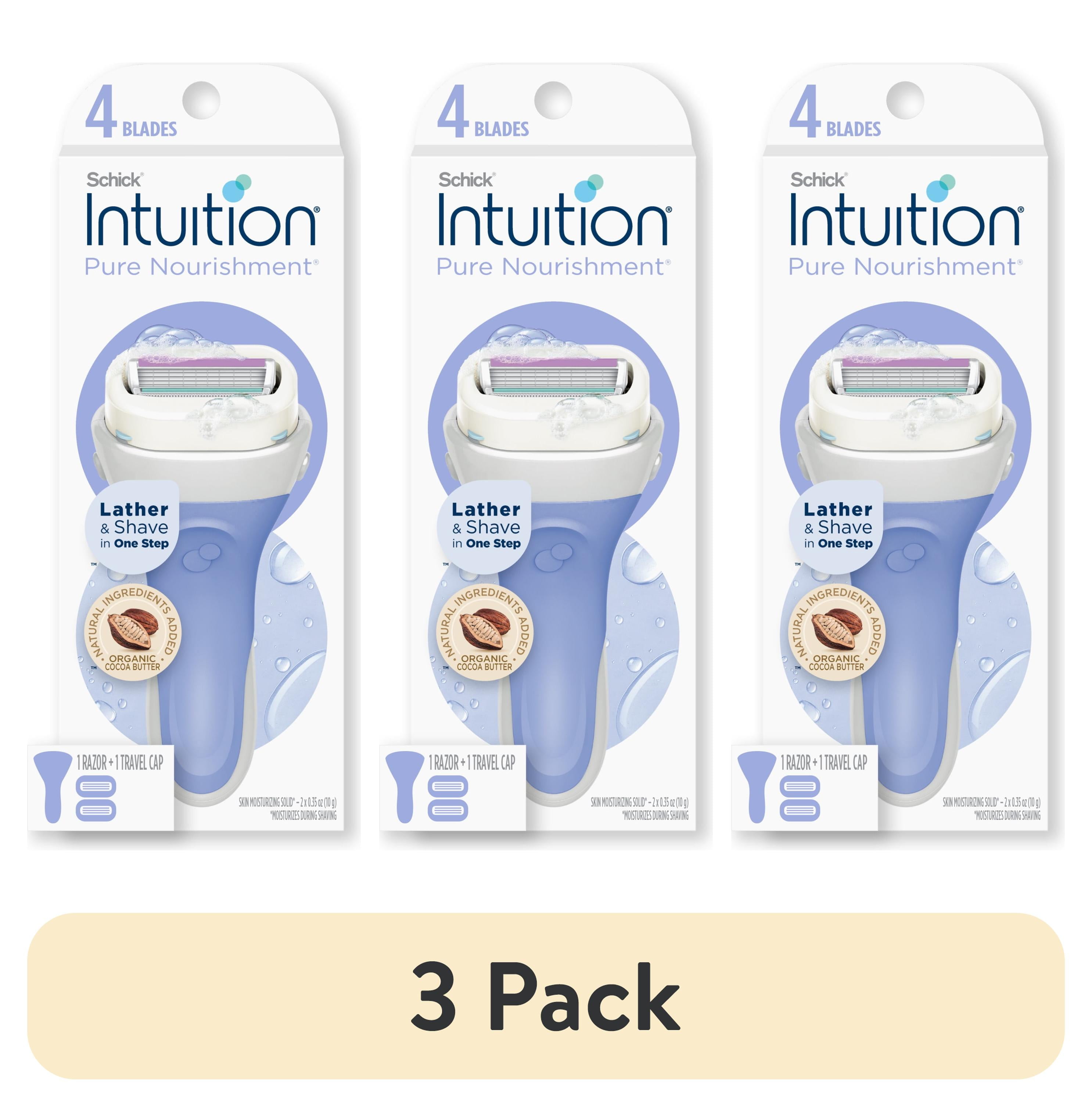(3 pack) Schick Intuition 4-Blade Pure Nourishment Women's Razor Handle ...