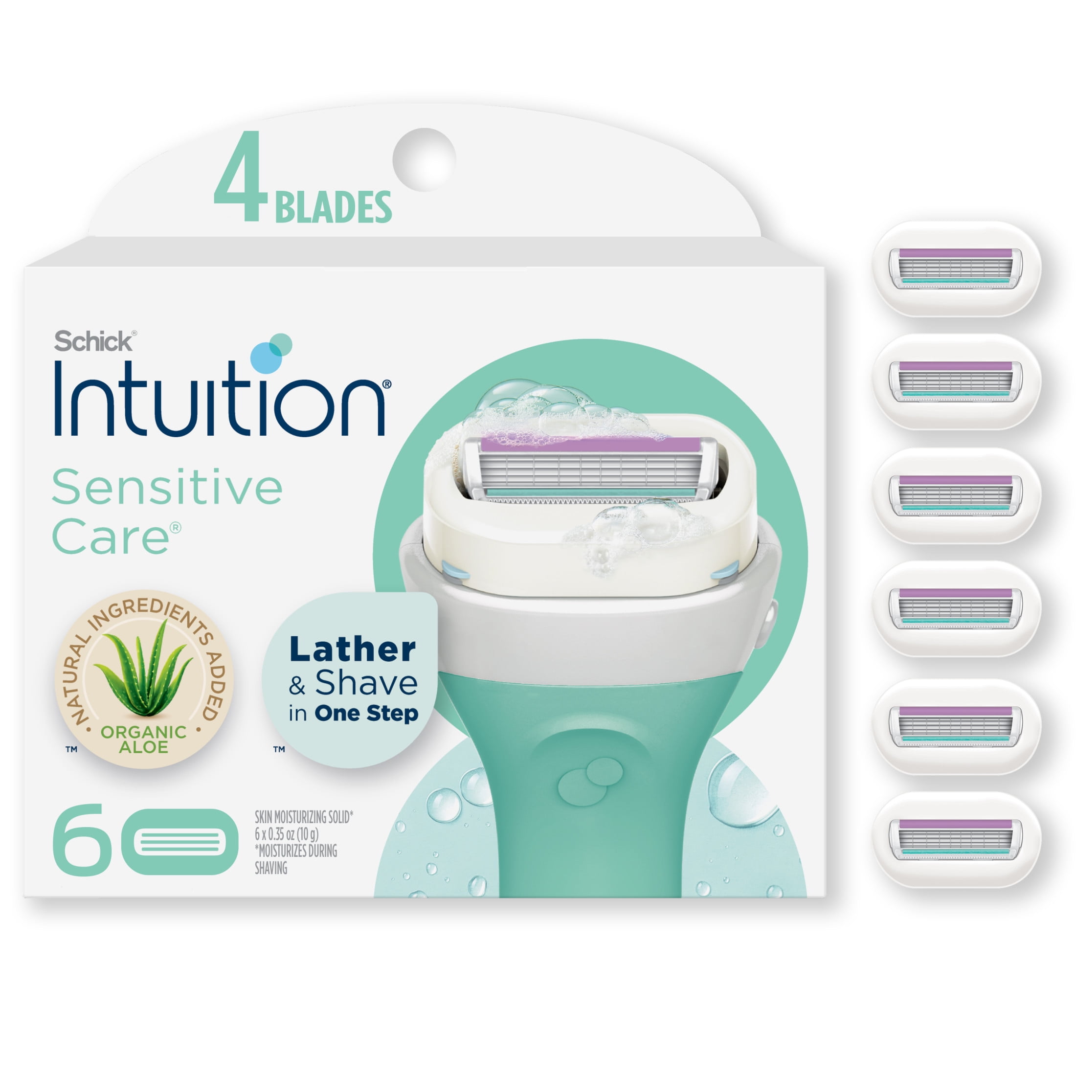Schick Intuition Sensitive Care Women's Razor Refills, 4-Blade, Aloe ...