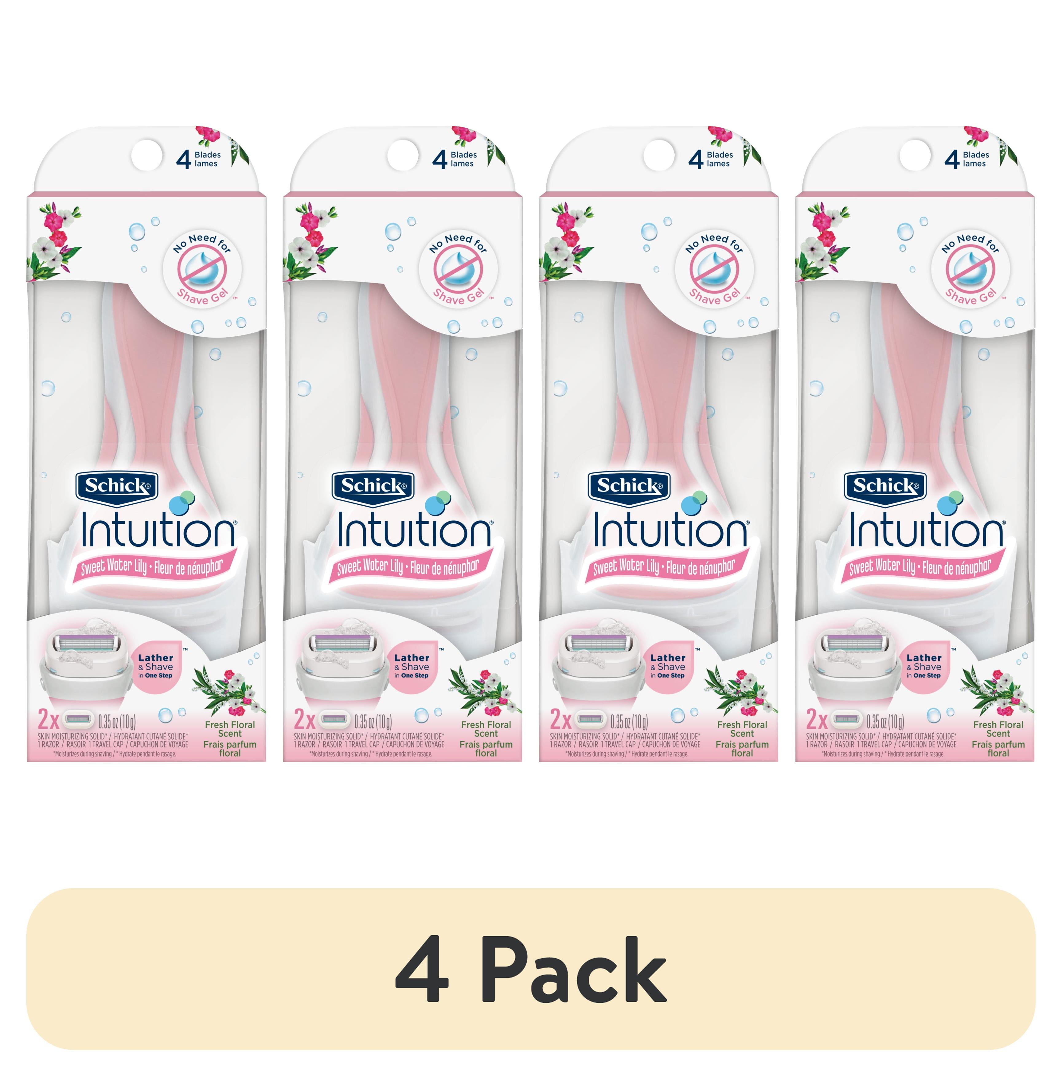 (4 pack) Schick Intuition 4-Blade Sweet Water Lily Women's Razor Handle ...