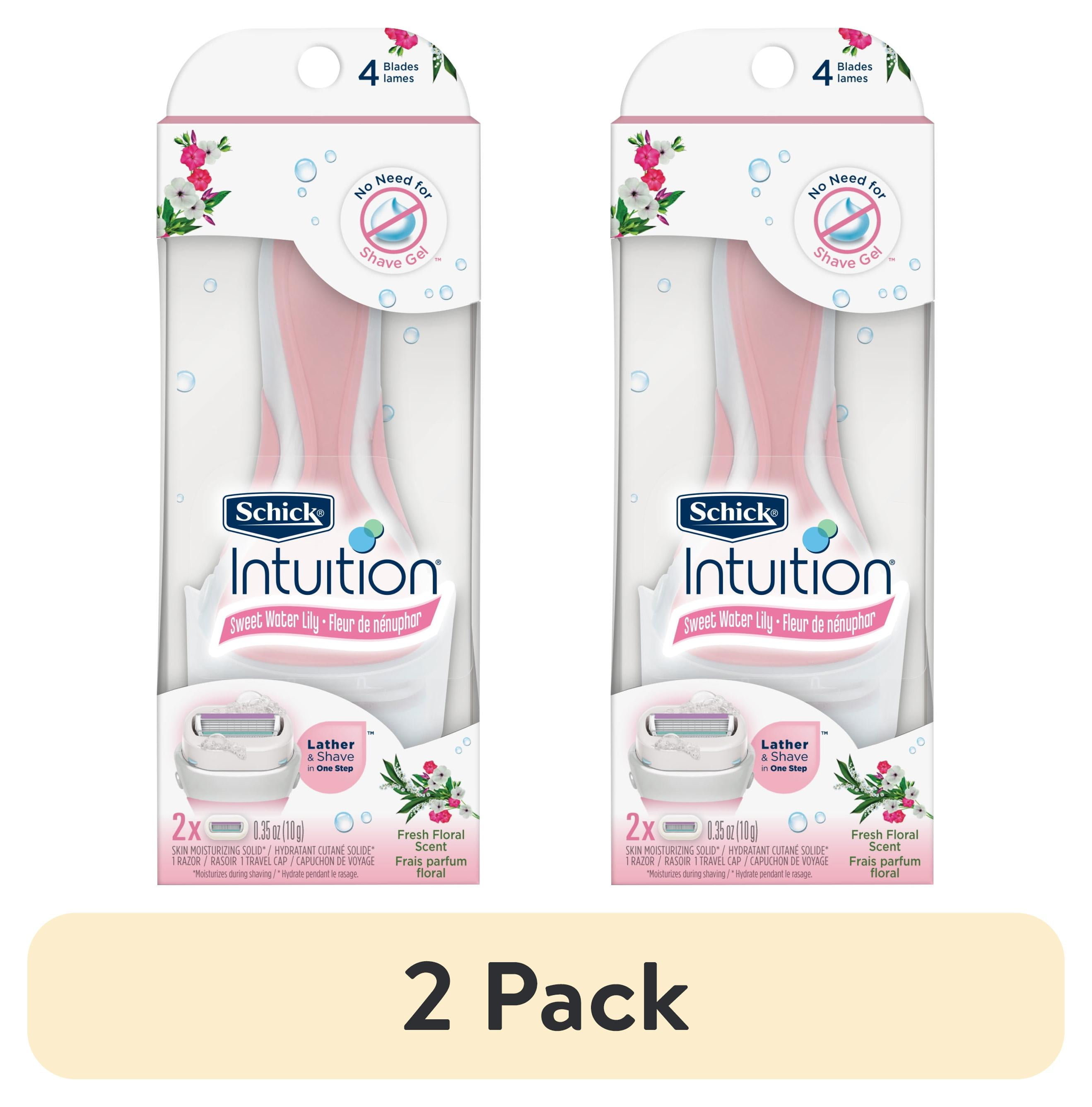 (2 pack) Schick Intuition 4-Blade Sweet Water Lily Women's Razor Handle ...