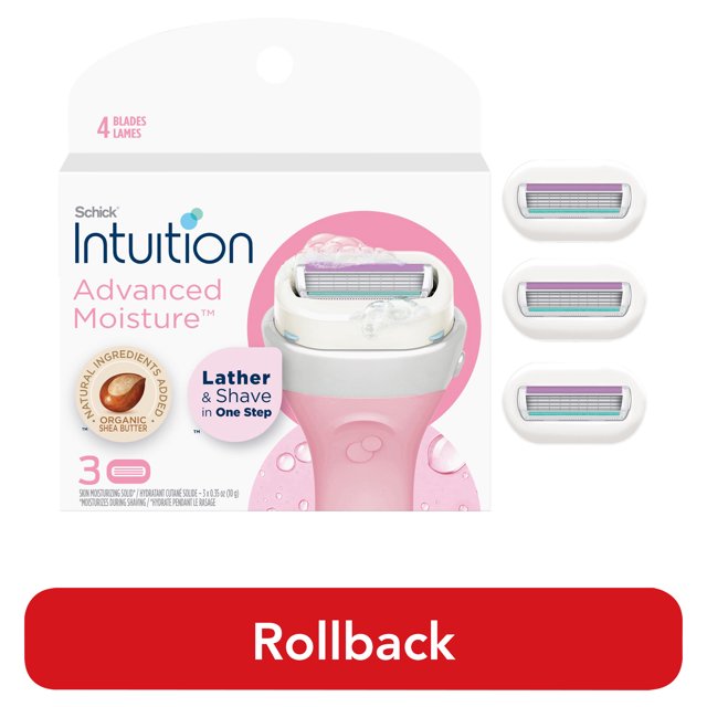 Schick Intuition Advanced Moisture Women's Razor Refills, 3 Ct, Lather ...