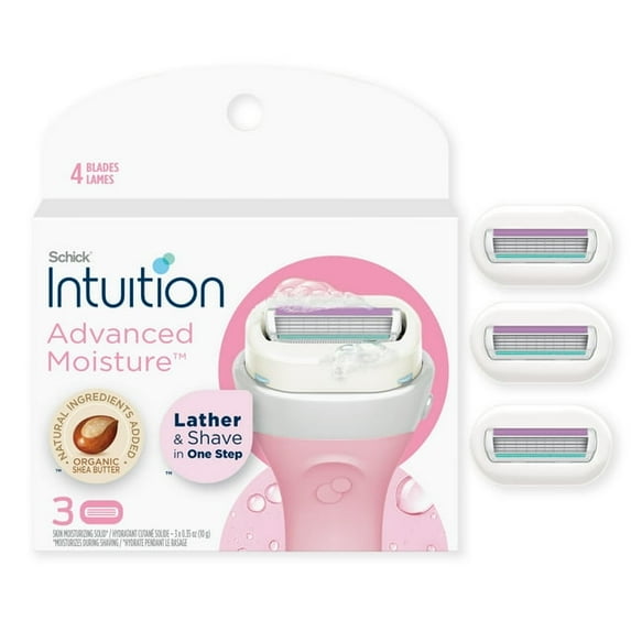 Schick Intuition Advanced Moisture Women's Razor Refills, 3 Ct, Lather ...