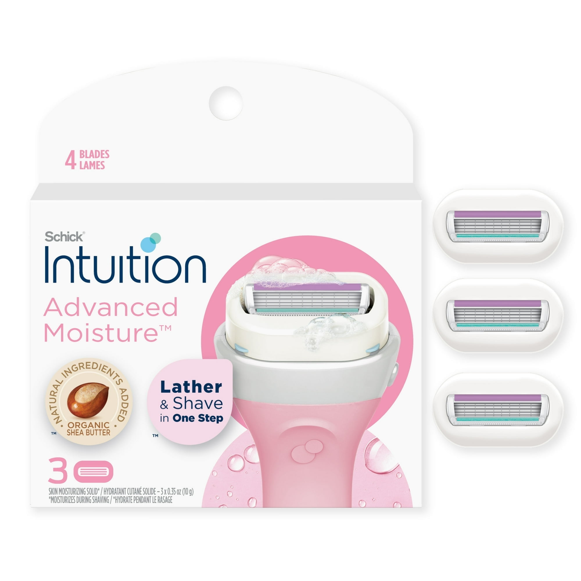 Schick Intuition Advanced Moisture Women's Razor Refills, 3 Ct, Lather ...