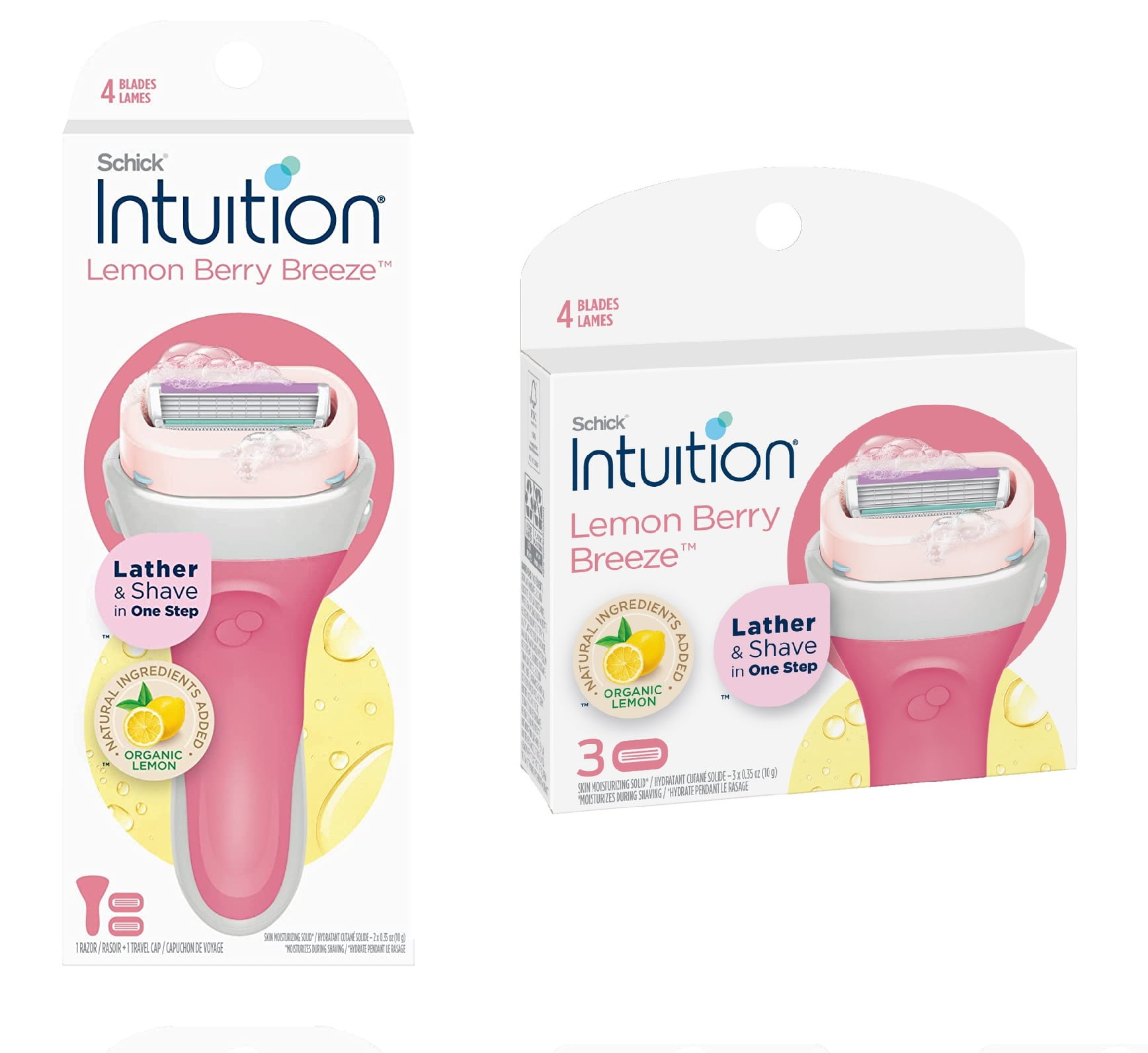 Schick Intuition Lemon Berry Breeze Razor with Refill Blade Cartridges ...